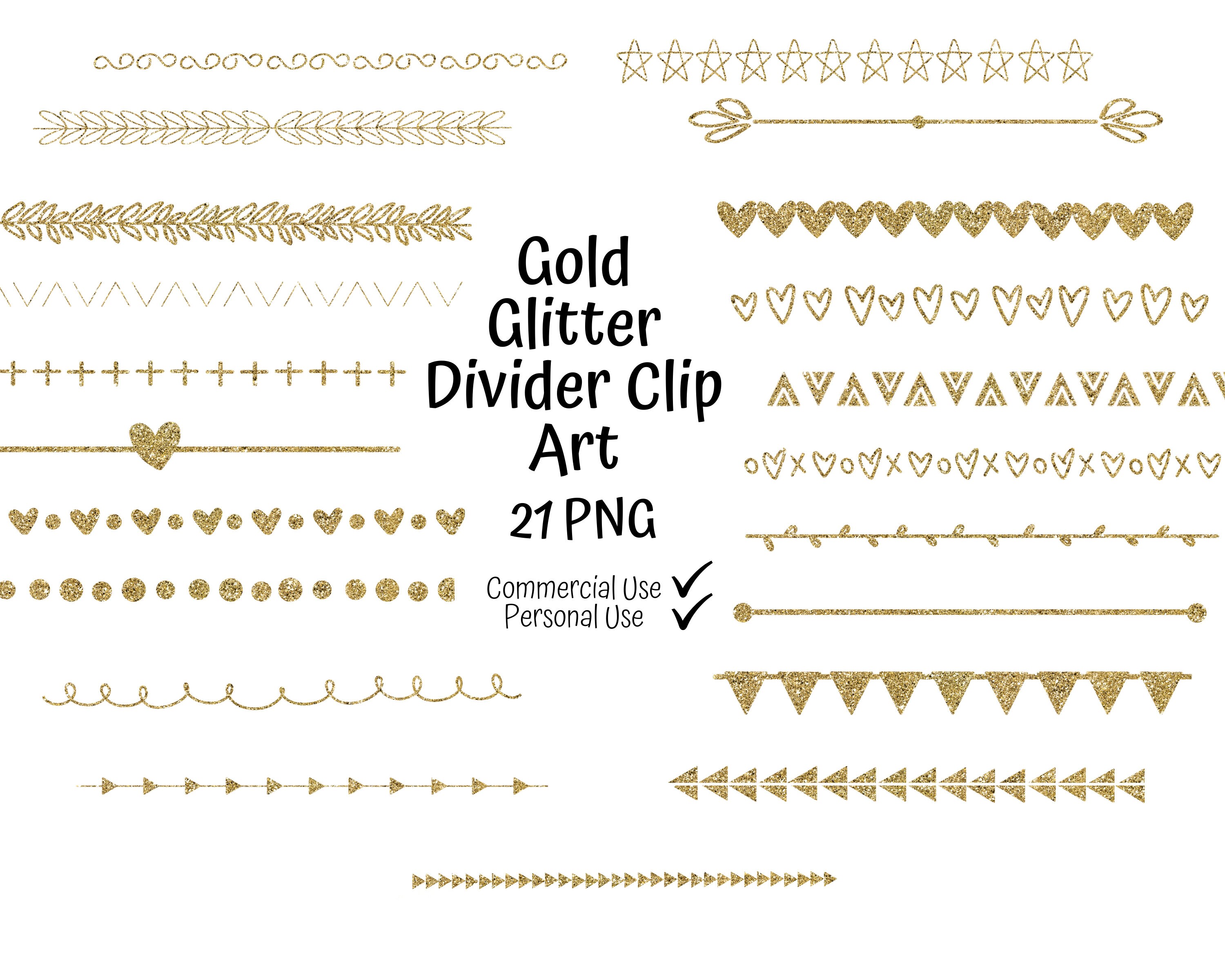 Gold Glitter Dividers Commercial Clipart Gold Dividers Glitter - Etsy UK