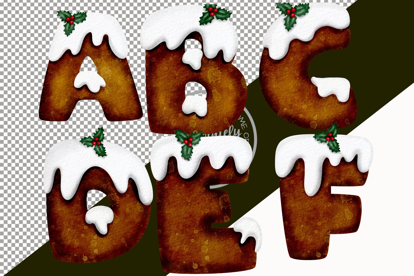 Christmas Pudding Alphabet and Numbers Clipart Christmas | Etsy