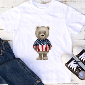 Patriotic Teddy Bears PNG Clipart, Cute Animal Clipart Hand Drawn 4th ...