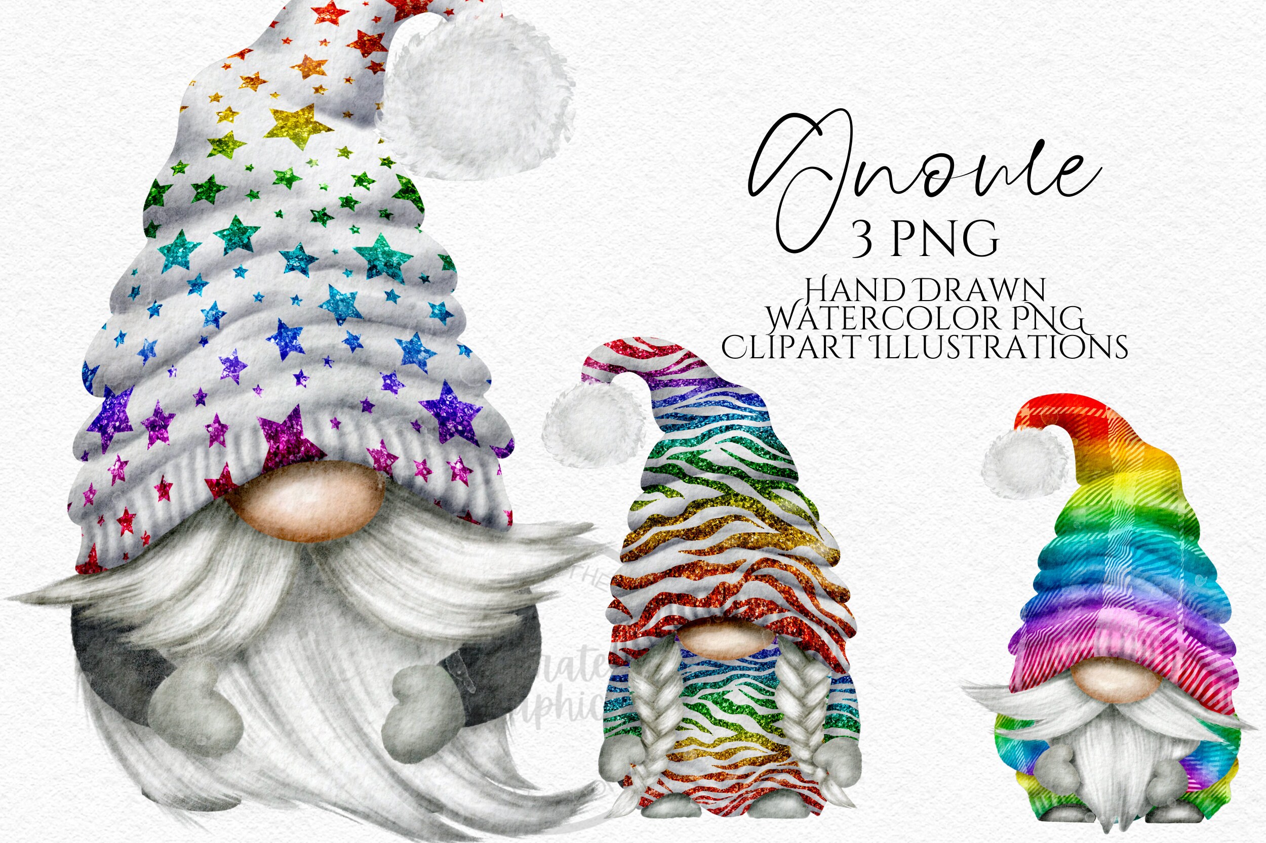Rainbow Gnome Clipart PNG Hand Drawn Watercolor Gnome - Etsy Australia