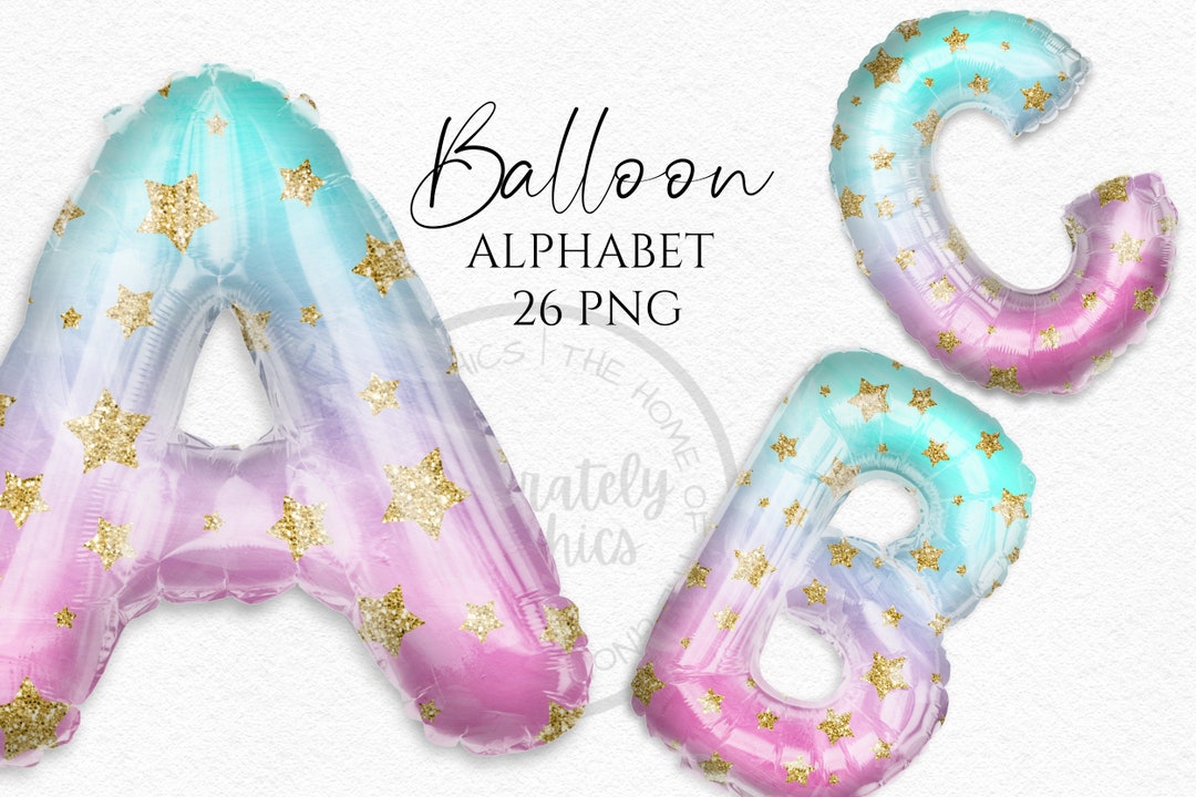 Foil Balloon Clipart, Pink Mint Stars Patterned Foil Balloon With ...