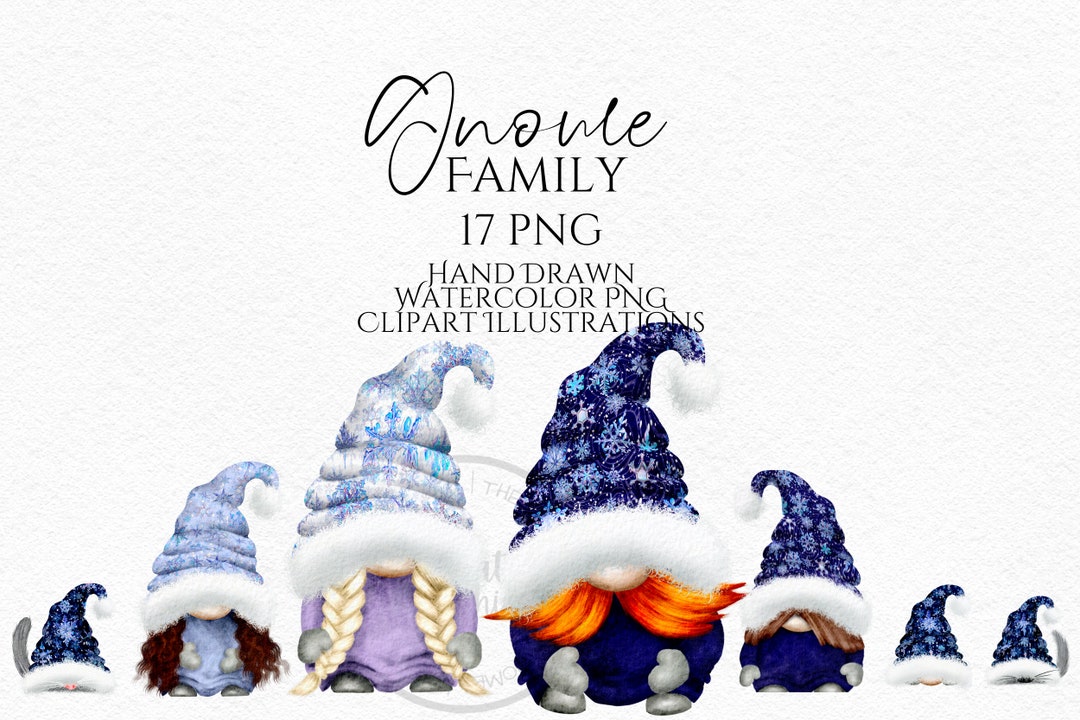 Blue Snowflake Christmas Gnomes Family Clipart (digital Download) - Etsy