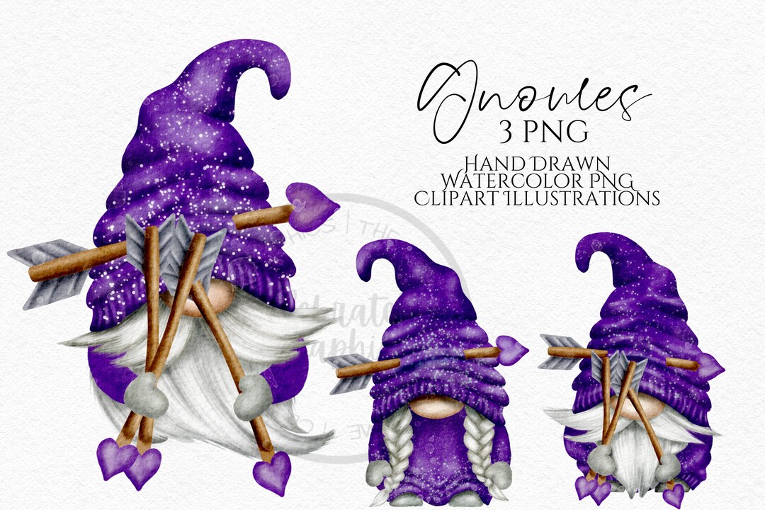 Purple Cupid Gnomes Clipart Png , Valentine Gonk , Hand Drawn ...