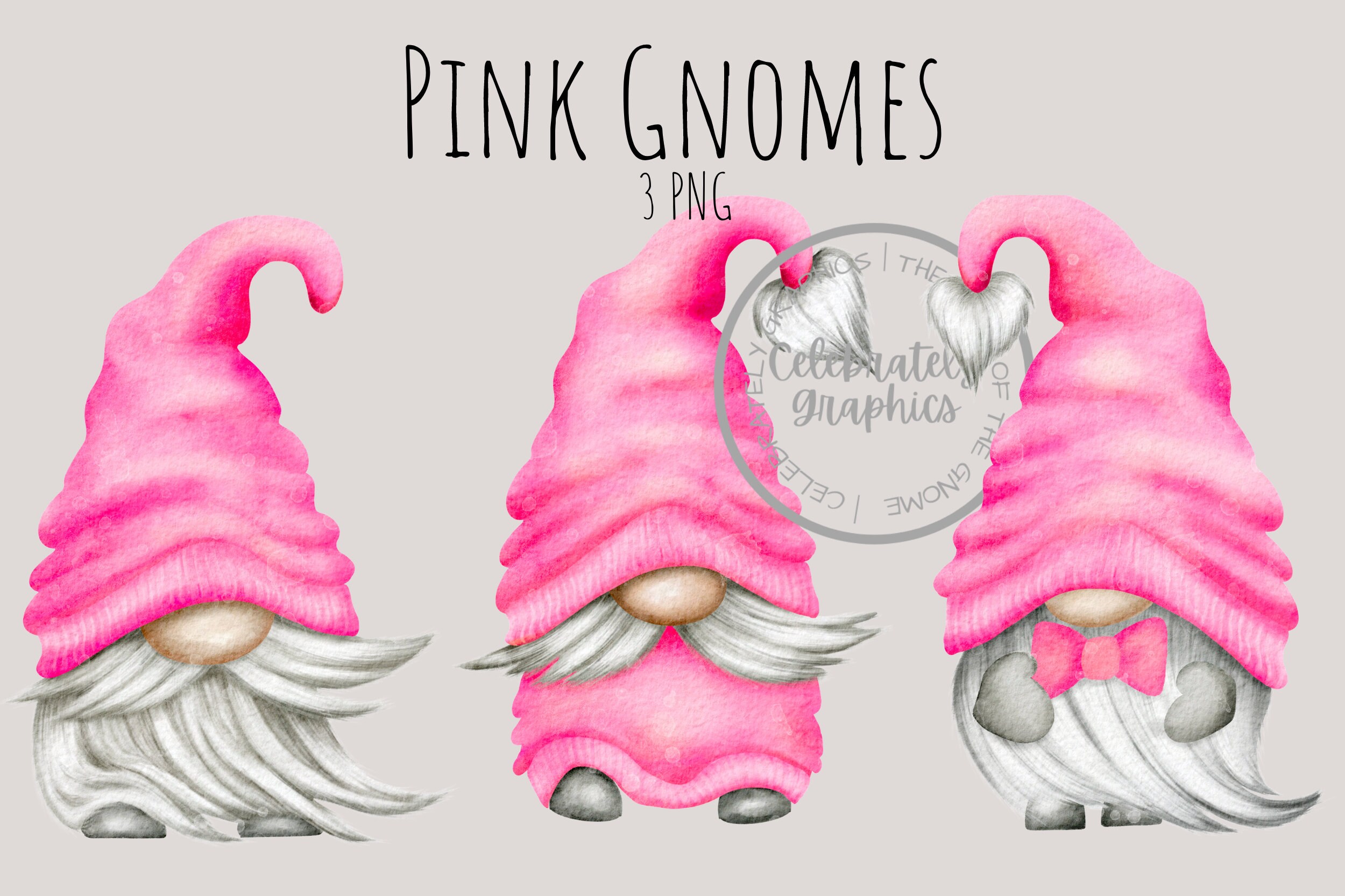 Pink Gnome Clipart PNG Hand Drawn Watercolor Gnome Clipart | Etsy