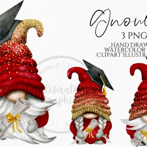 Red Graduation Gnome Clipart Png Graduation Gonk Hand - Etsy