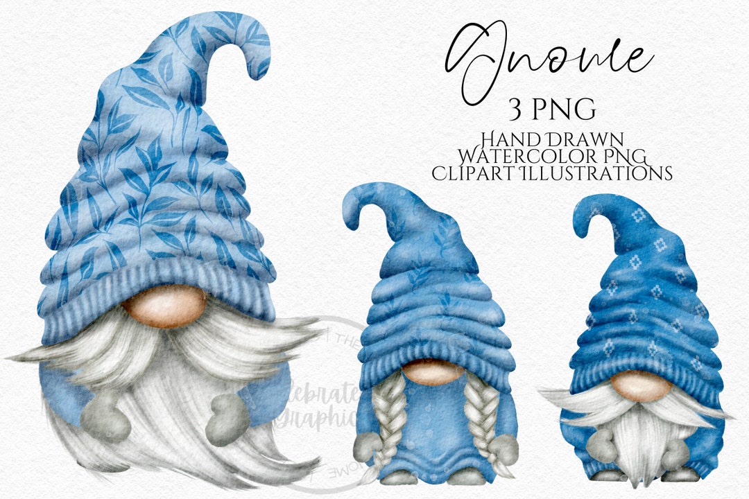 Pale Blue Gnome Clipart PNG Bundle Blue Gonk Clipart Hand Drawn ...
