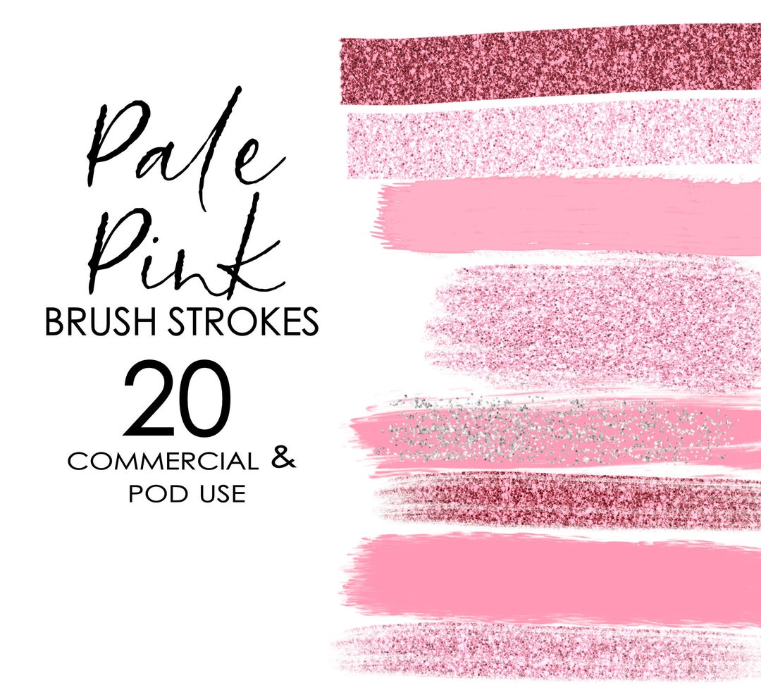 Pale Pink Brush Strokes Clipart With Blue Glitter PNG Paint Stroke ...