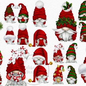 Christmas Gnome Clipart PNG Bundle Red Christmas Gonks Hand Drawn ...