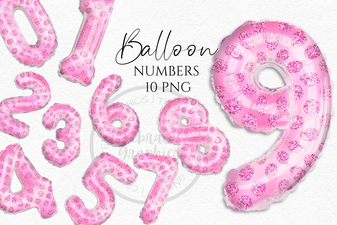 Foil Balloon Clipart, Pink Glitter Dots Patterned Foil Balloon With ...