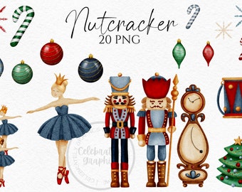Nutcracker Clip Art, Christmas Watercolor Holiday Clipart Ballet Sugar ...