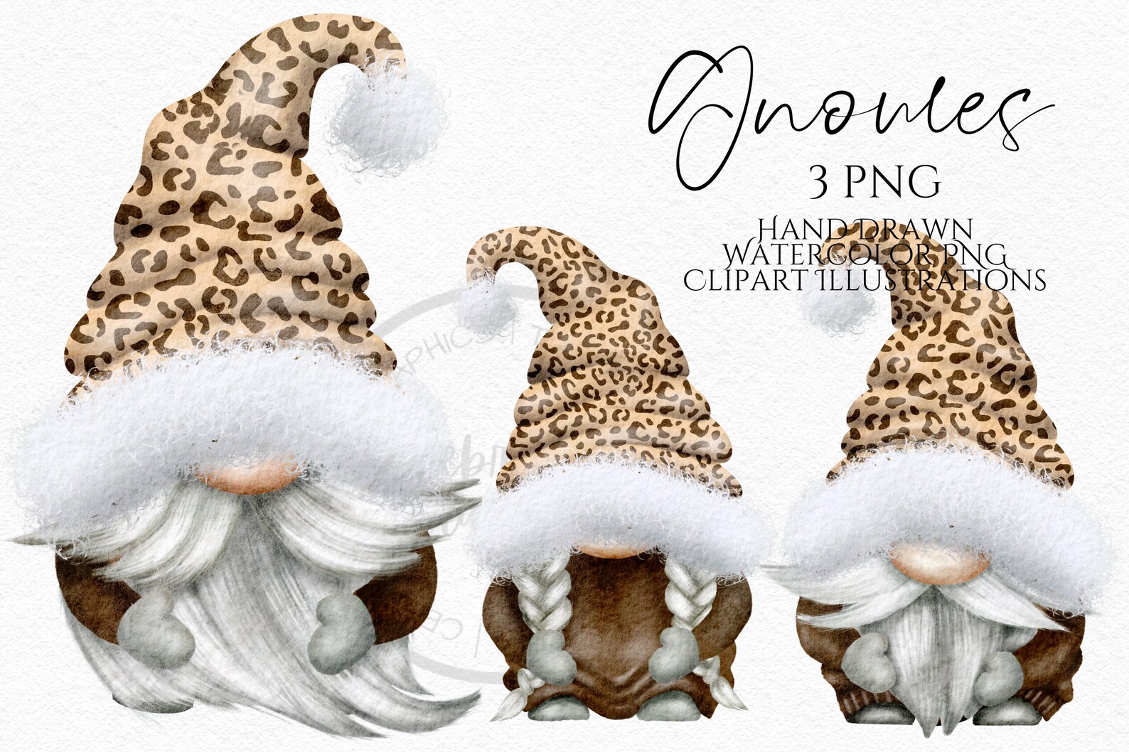 Leopard Print Gnomes Png Hand Drawn Watercolor Gnome Clipart - Etsy