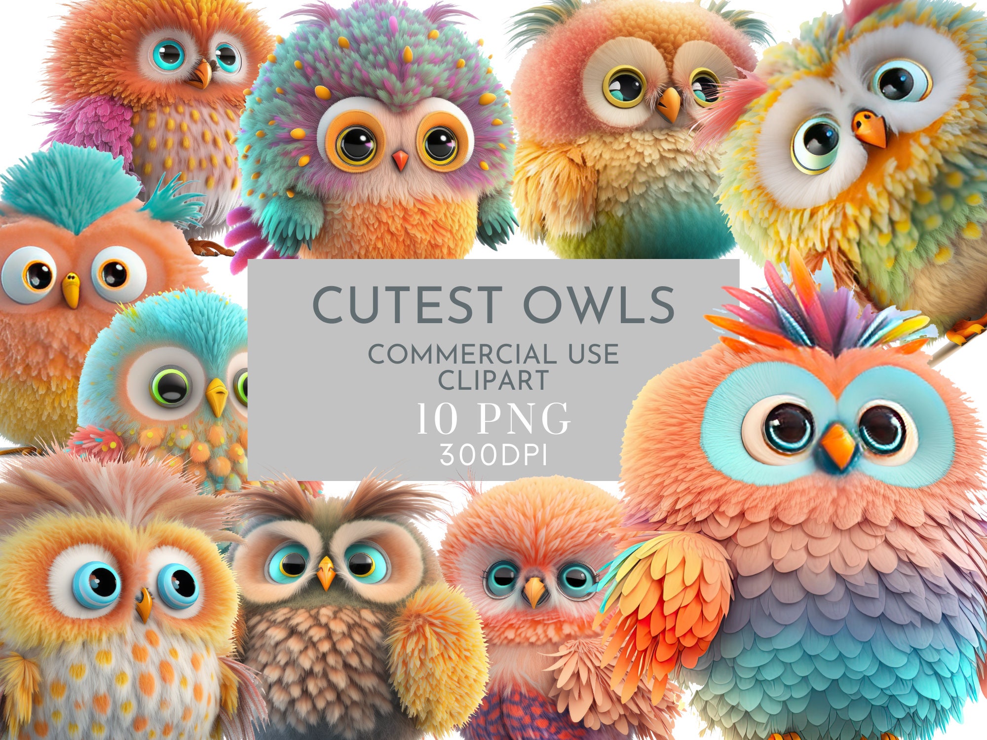 Cute Owl Clipart PNG Clipart Pack of 10 Crafts Card Making - Etsy UK