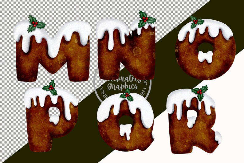 Christmas Pudding Alphabet and Numbers Clipart Christmas | Etsy