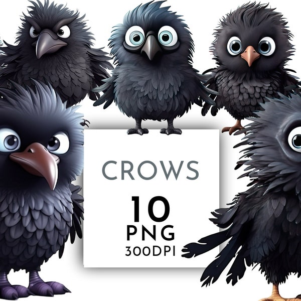 Cute Crows Clipart - Etsy