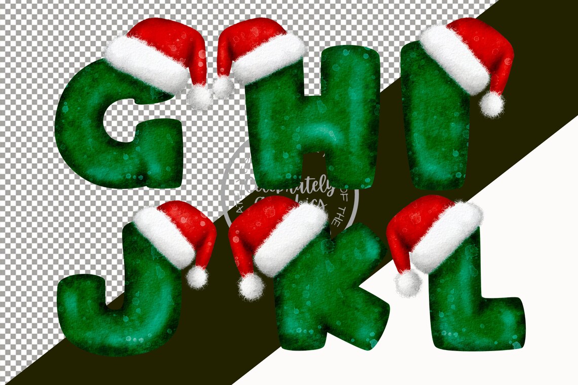 Christmas Hat Alphabet and Numbers Clipart Christmas Alphabet | Etsy