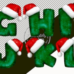 Christmas Hat Alphabet and Numbers Clipart Christmas Alphabet PNG Hand ...
