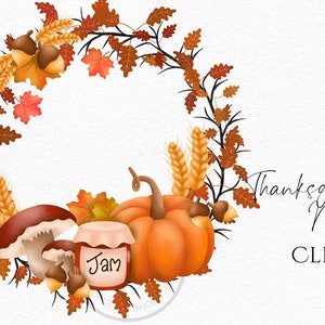 Thanksgiving Wreath Clipart PNG Fall Autumn 1 PNG Hand Drawn Instant ...