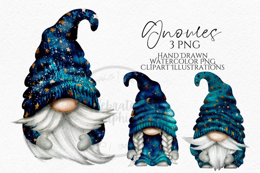 Magical Blue Gnome Clipart Png , Magic Gonk , Hand Drawn Watercolor ...