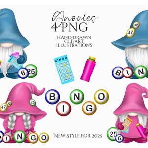 Hand-drawn Bingo Gnome Clipart Set: PNG Graphics (digital Download) - Etsy