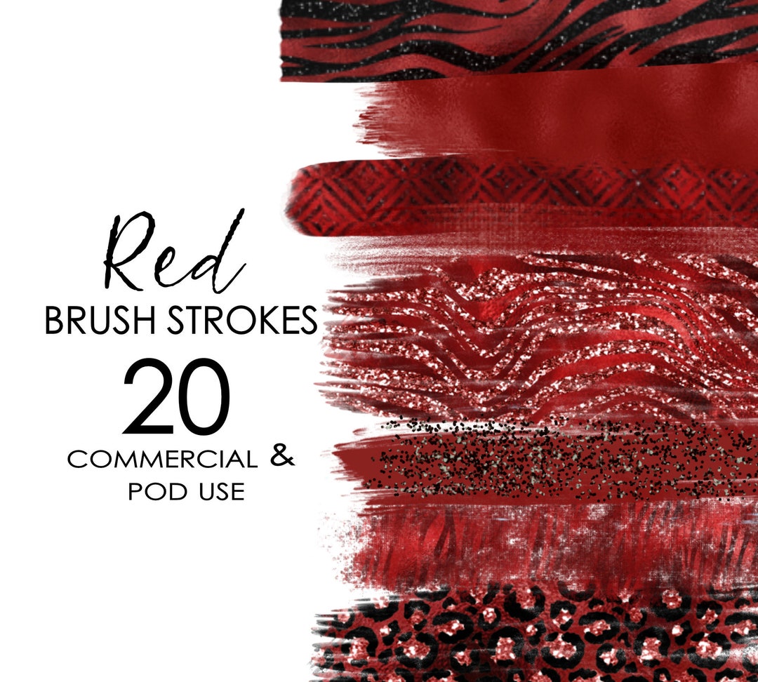 Brush Strokes Clipart With Red and Black Glitter PNG Paint Stroke ...