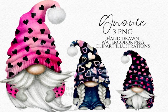 Valentines Hearts Gnome Clipart PNG Bundle Heart Valentine | Etsy