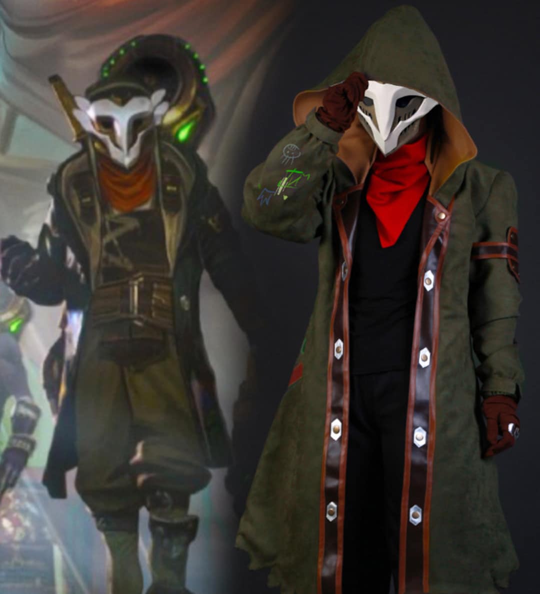 Arcane Ekko Cosplay Costume LOL Firelights Overcoat Scarf and - Etsy Canada