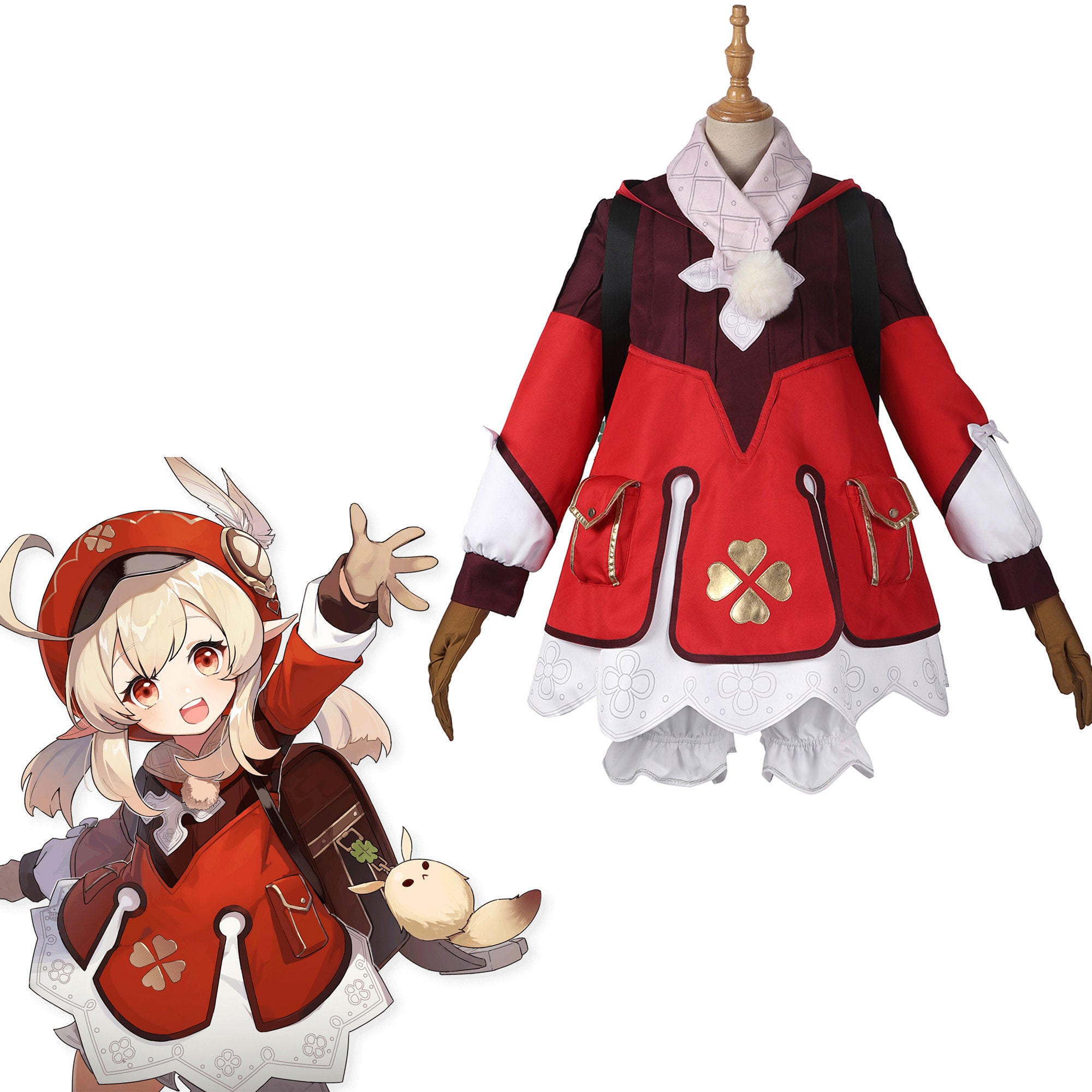 Klee Cosplay Costume Genshin Impact Women Dress Wig Shoes | Etsy