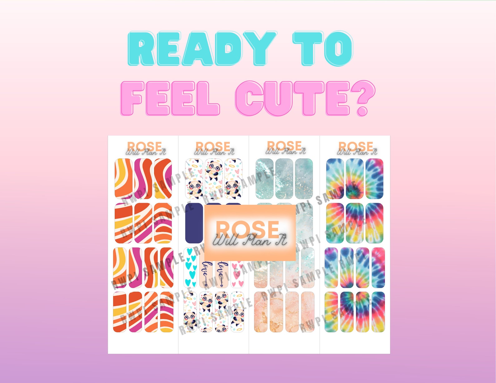 Waterslide Decal Template Diy Nail Decals Digital Download Etsy