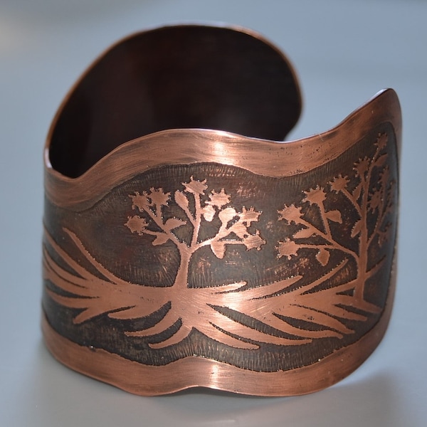 Etched Copper Cuff - Etsy