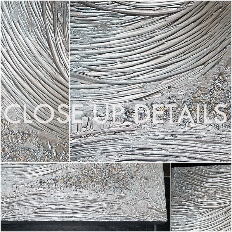 Silver Grey Wall Art, Silver Art Original Painting, Silver Wall Decor ...