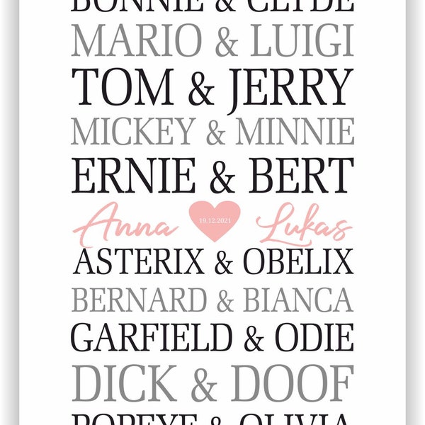 Kunstdruck berühmte paare personalisiert - Etsy.de