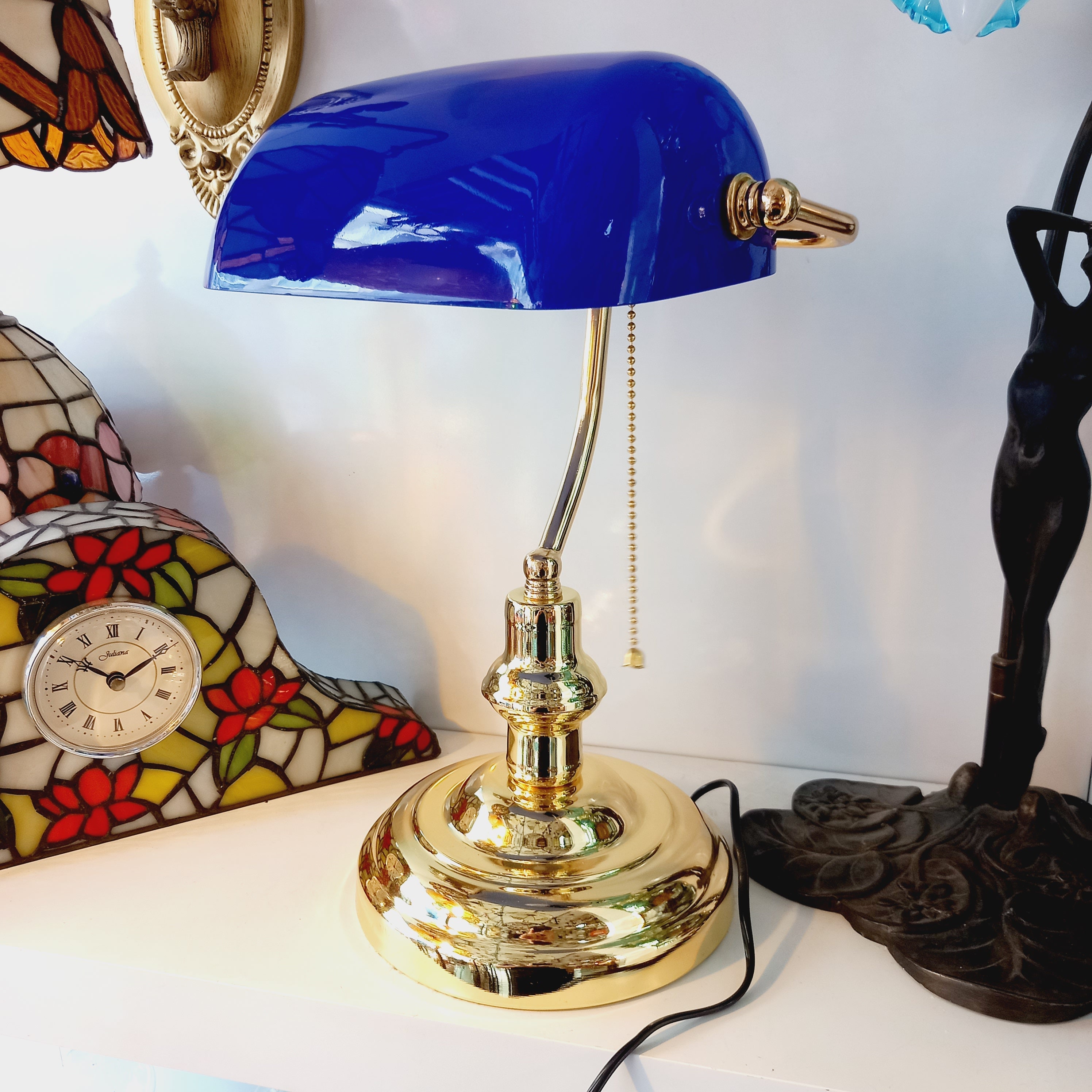 Vintage Banker Lamp Lawyer Lamp Blue Opaline Glass Old Stock - Etsy