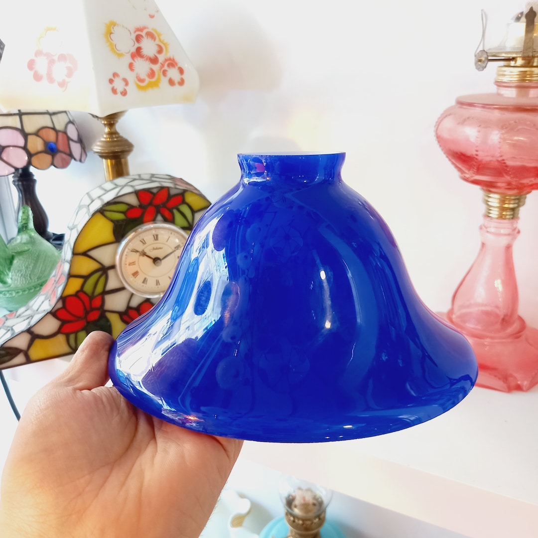 Cobalt Blue Opaline Glass Lamp Shade - Etsy