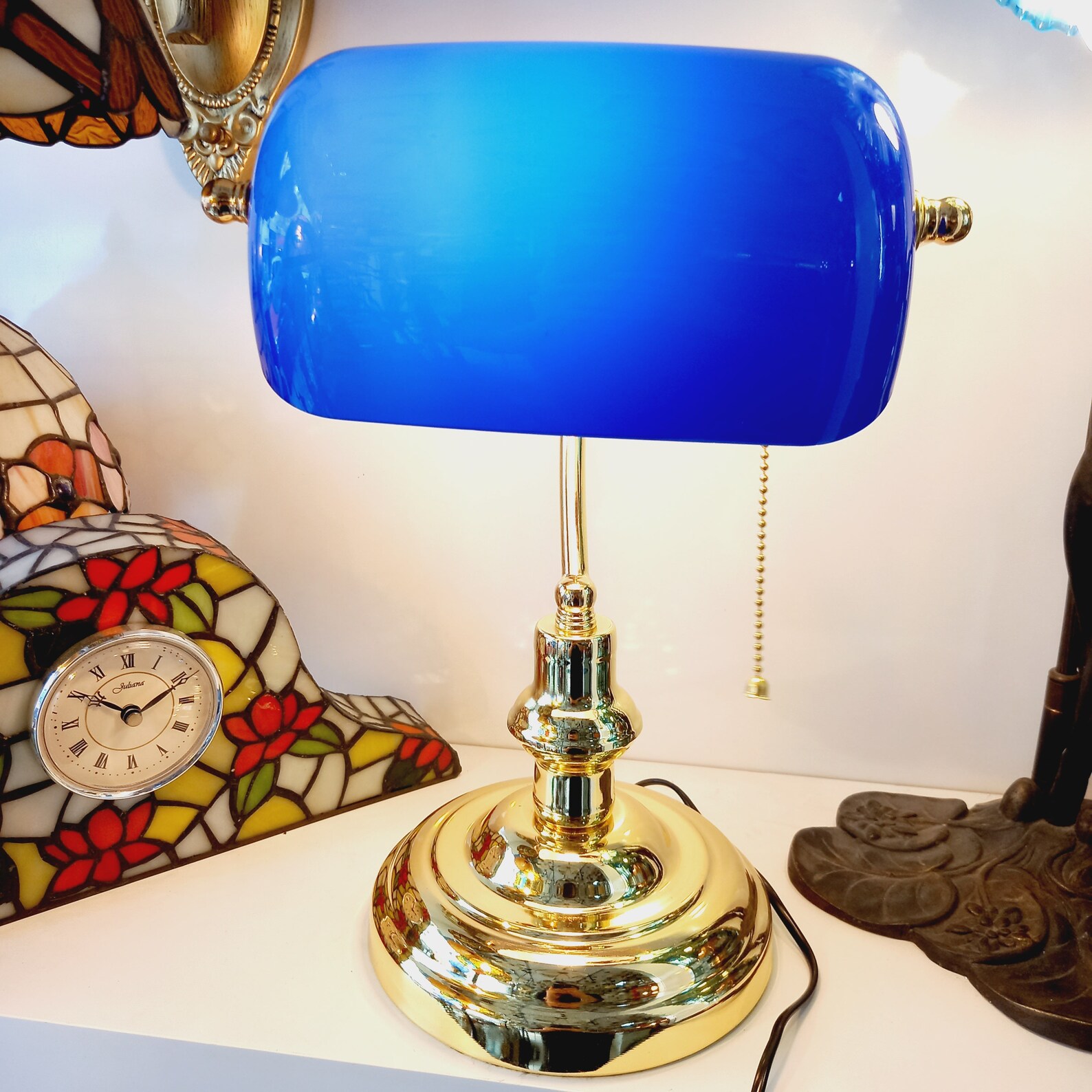 Vintage Banker Lamp Lawyer Lamp Blue Opaline Glass Old Stock - Etsy