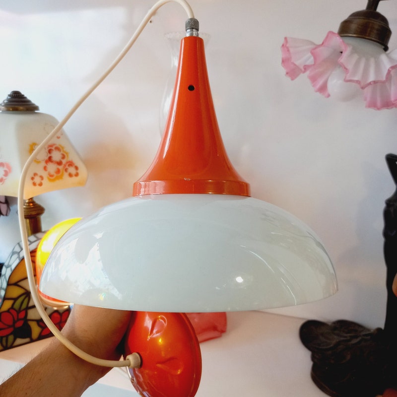 Orange Glass Retro Pendant Light - Etsy UK