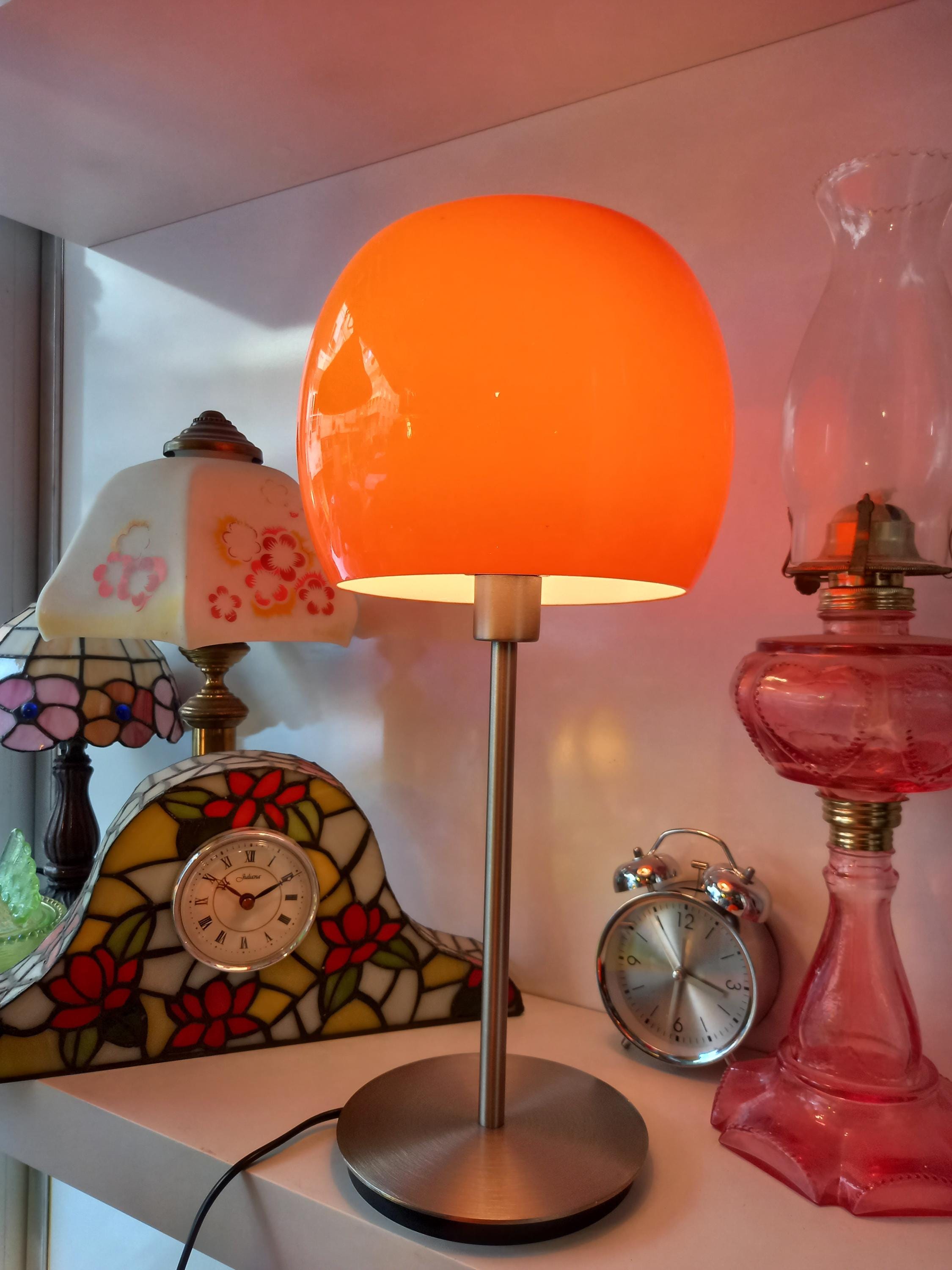 Orange Glass Base Lamps Bau Retro Glass Table Lamp LED LED Light