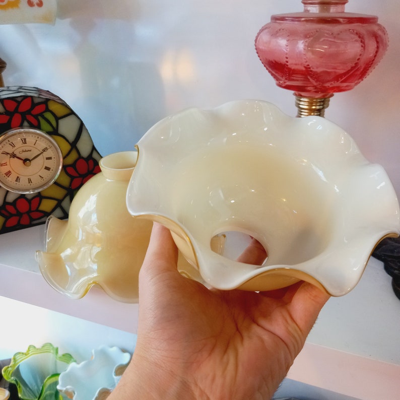 Vintage Ruffled Opaline Glass Lamp Shade , 1 Small 1 Big Shade - Etsy