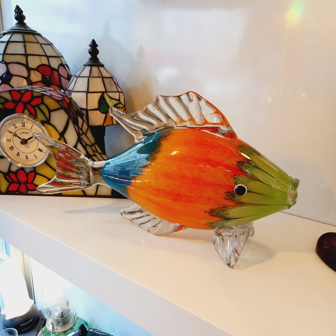 Hand Blown Murano Style Multi Colored Fish , Blown Glass Fish , Glass ...