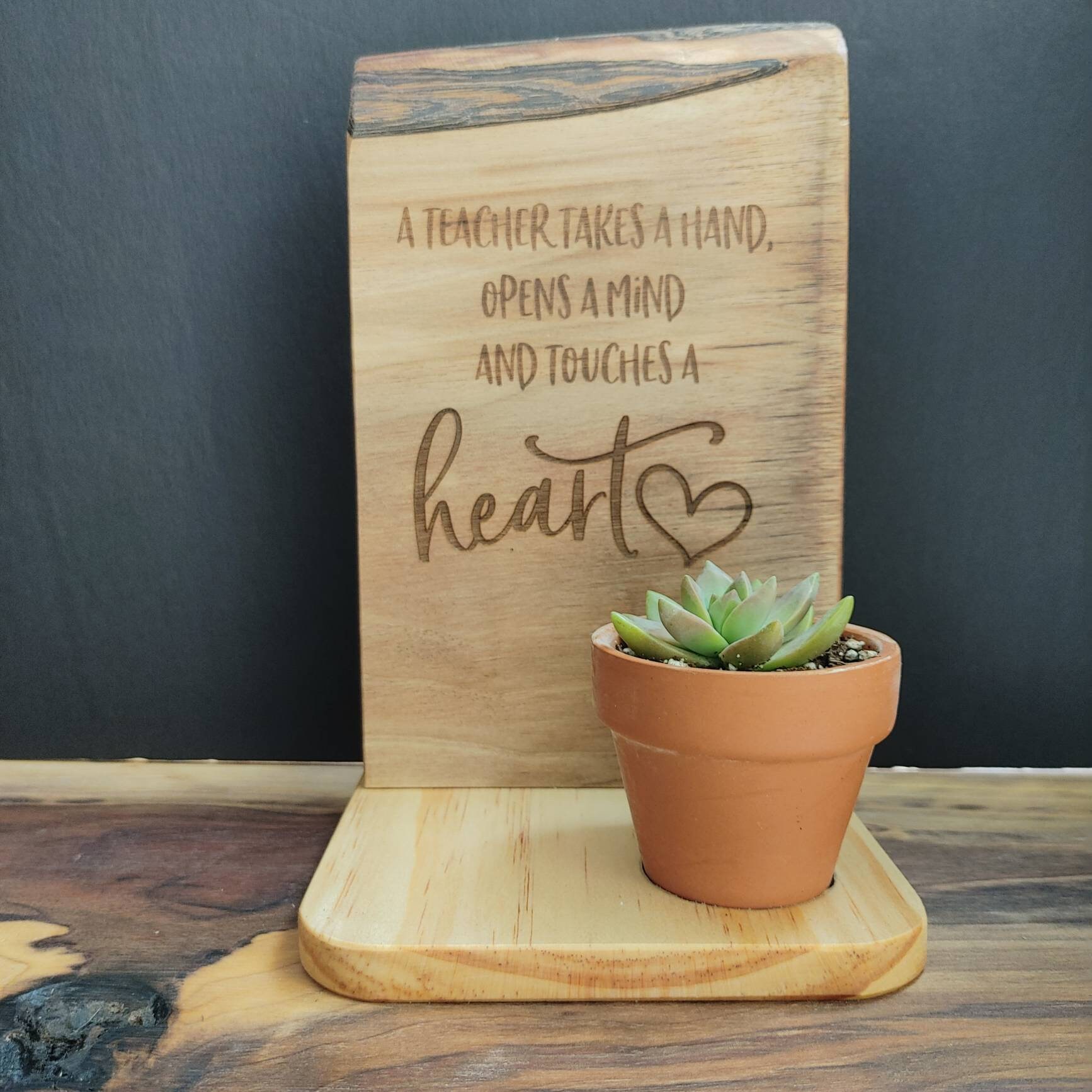 Engraved Live Edge Wood Planter Rustic Wood Planter | Etsy