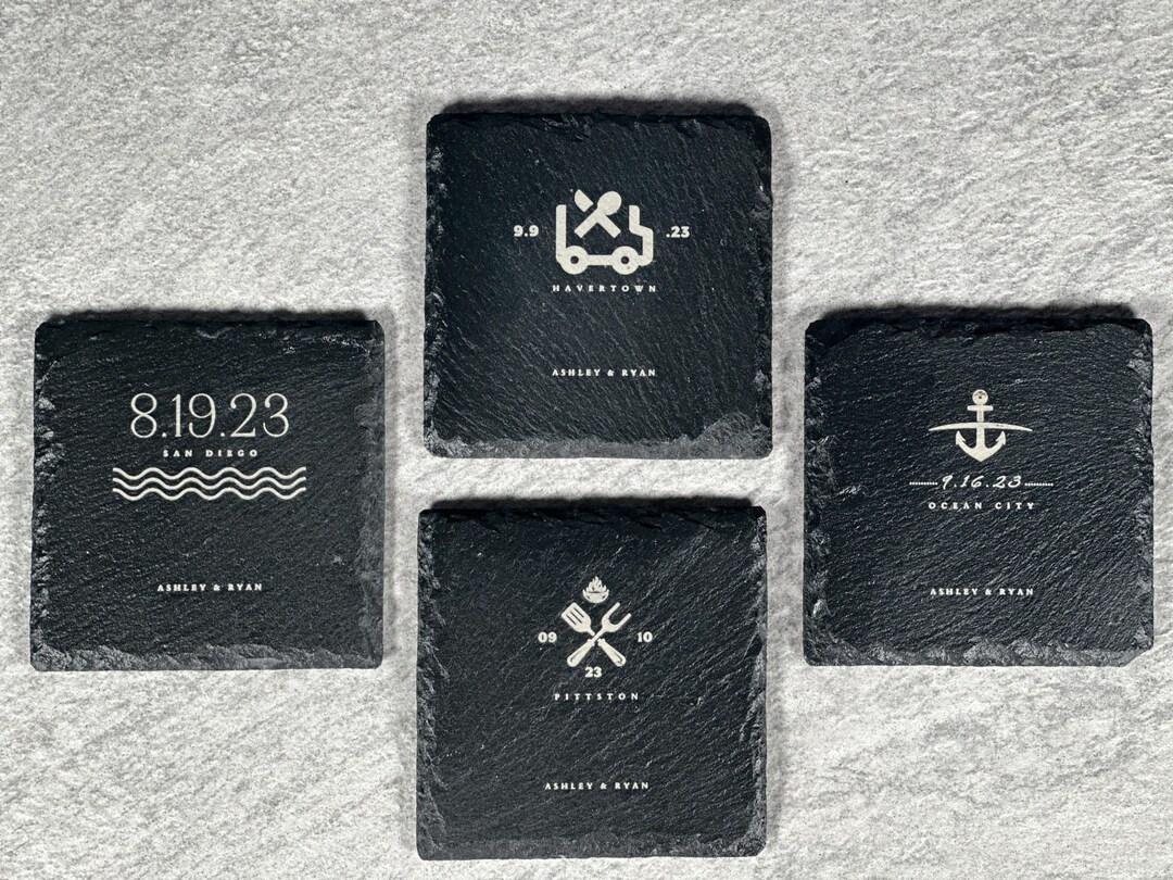 Personalized 4" Square Slate Coasters With Custom Design (set of 4) - Etsy
