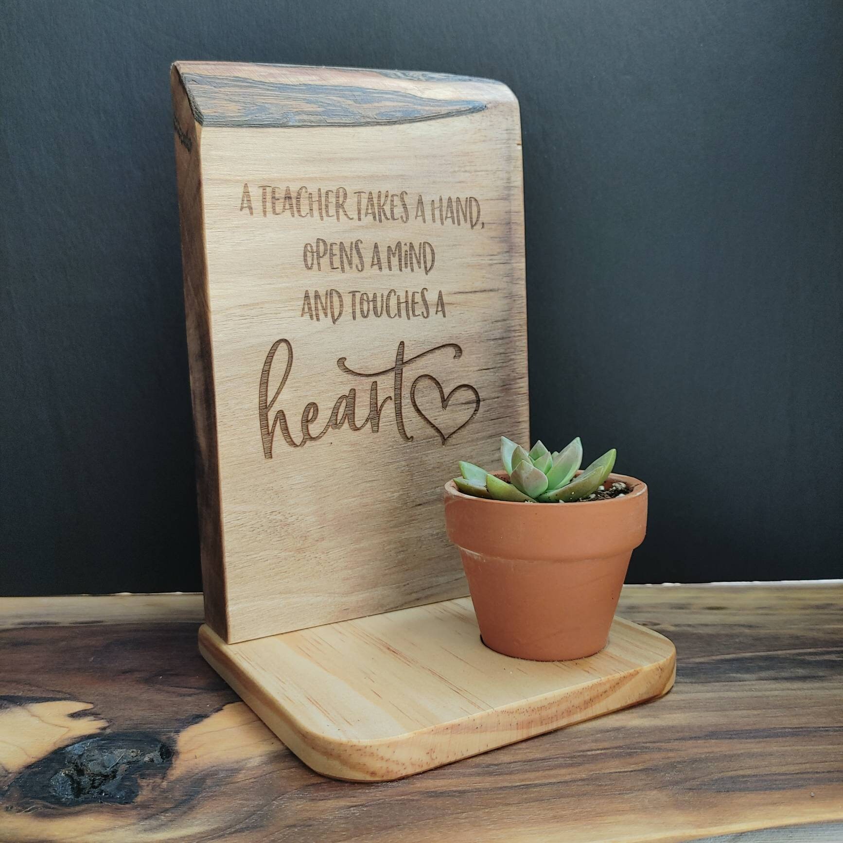 Engraved Live Edge Wood Planter Rustic Wood Planter | Etsy