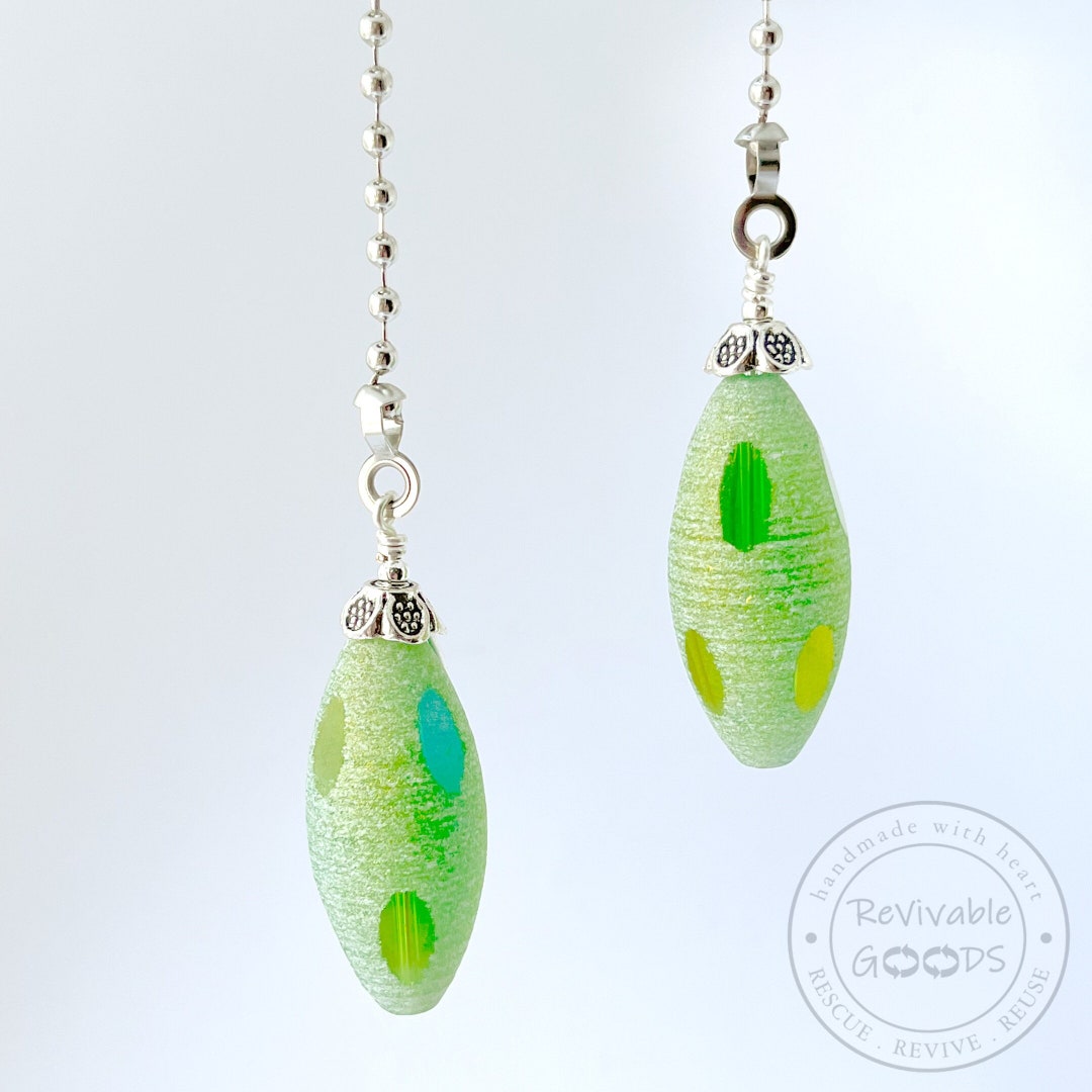 Green Pull Chains, Ceiling Fan Pulls, Light Pull Chains, Green or Blue ...