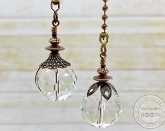 Set of Two Clear Crystal Ceiling Fan Pulls Light Pull Fan - Etsy
