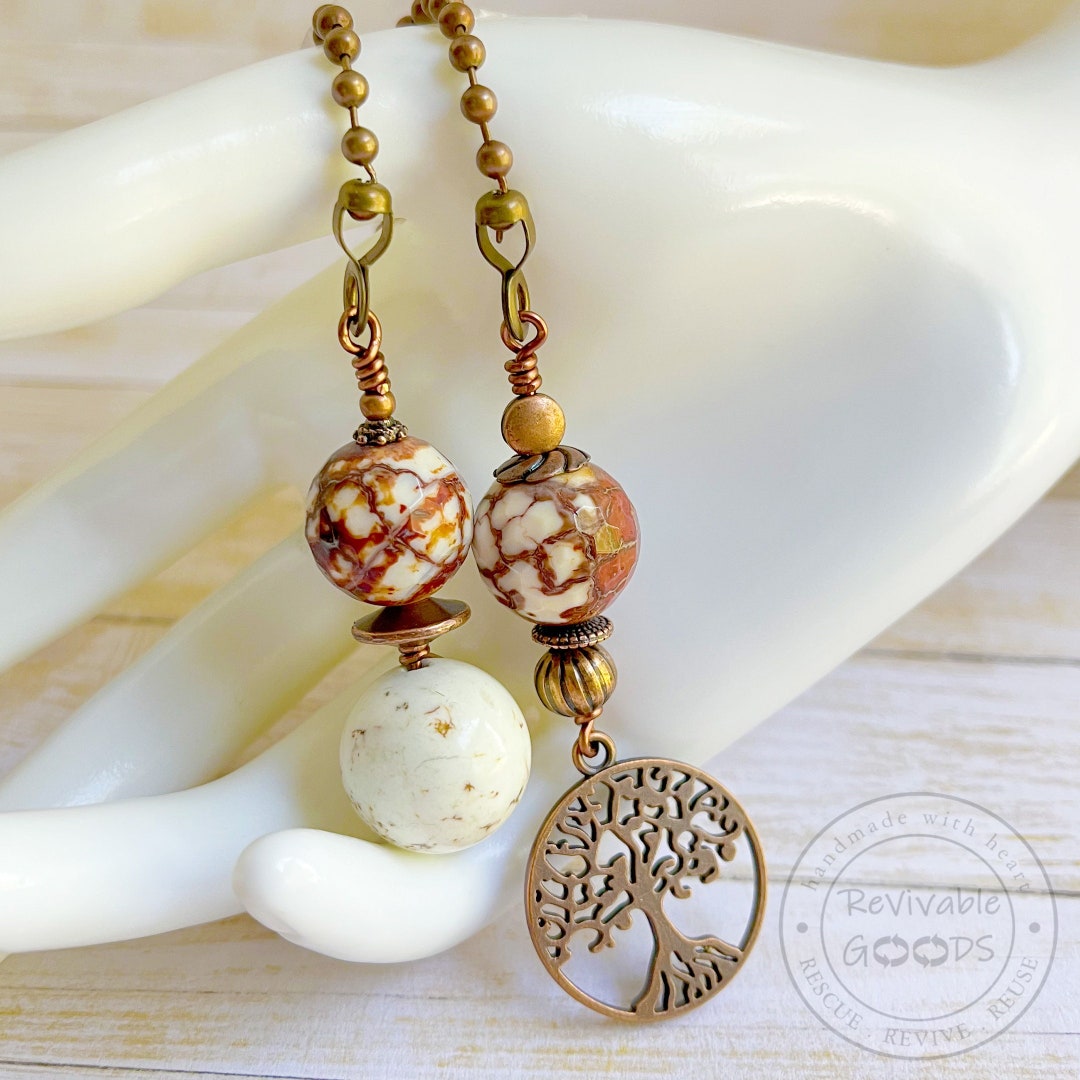 Tree of Life Pull Set, Dragon Vein Stone Pull Chains, Ceiling Fan Pulls ...