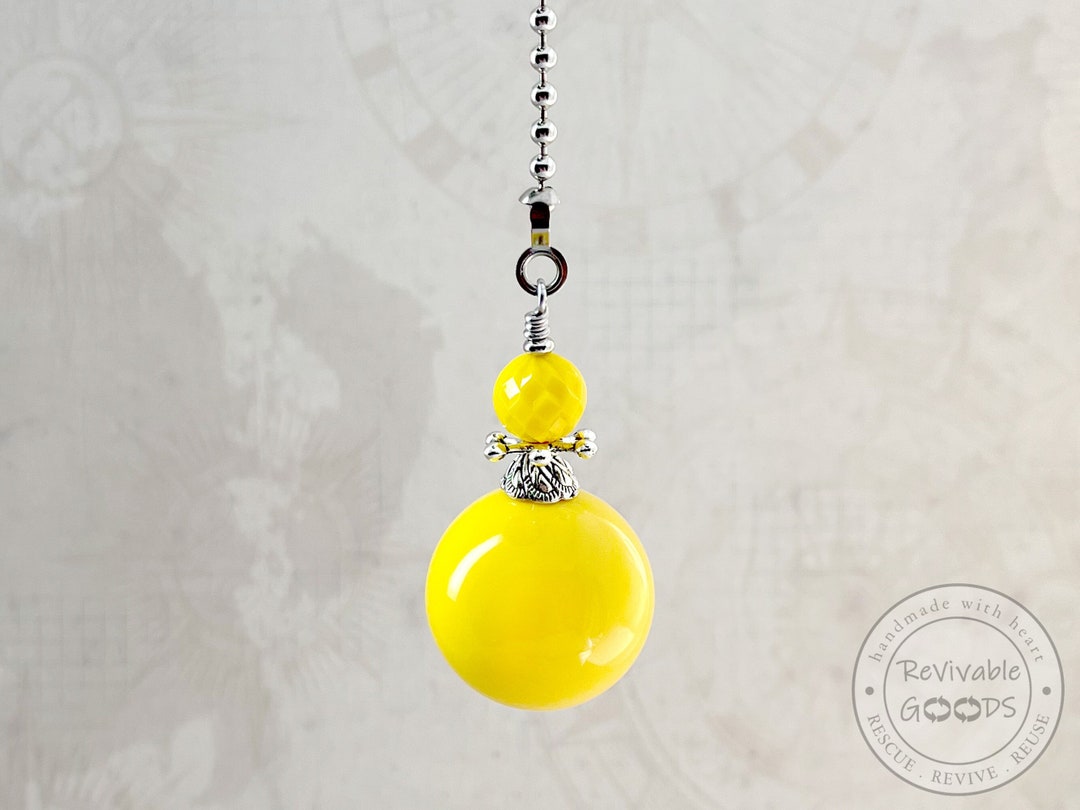 Chunky Yellow Beaded Pull Chain, Closet Light Pull, Ceiling Fan Pull ...