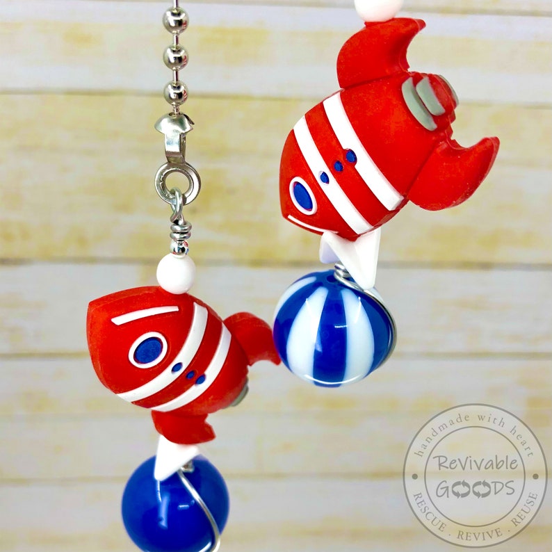 Red & Blue Kid's Space Rocket Theme Ceiling Fan/light Pull | Etsy