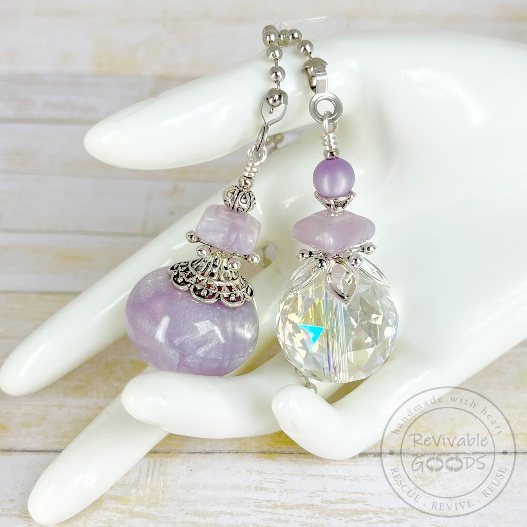 Lavender Fan Pulls, Crystal Prism, Ceiling Fan Pull Ornament, Light ...