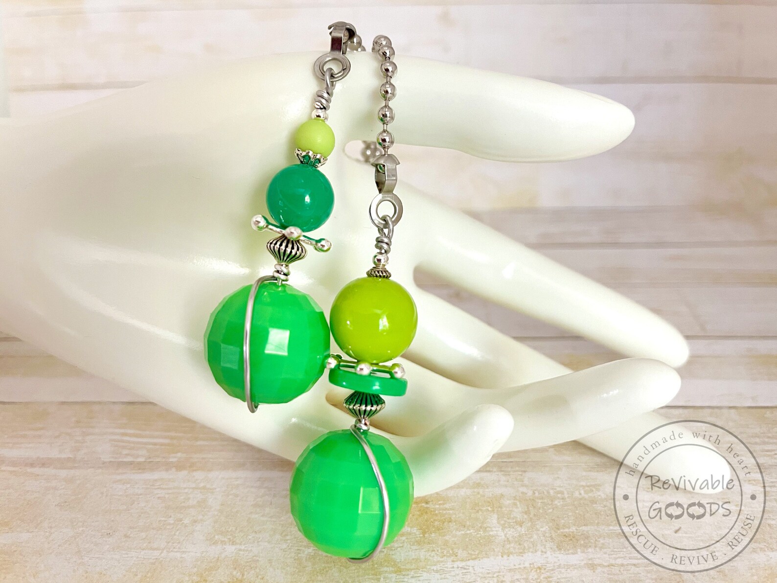 Green Retro Look Pull Chains, Ceiling Fan Chain Set, Lamp Pull, Set of ...