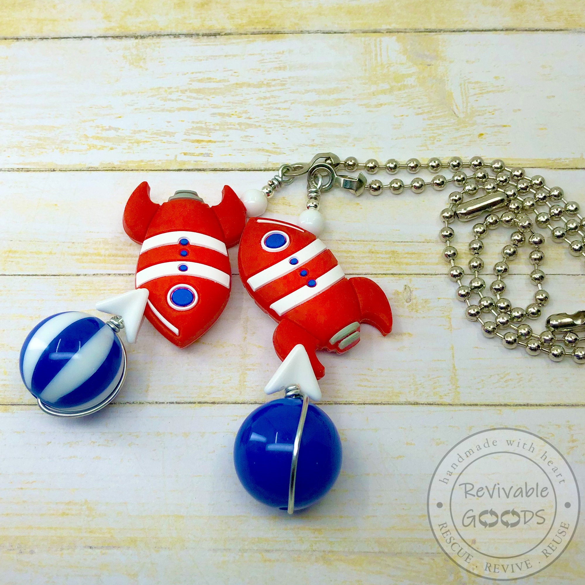 Red & Blue Kid's Space Rocket Theme Ceiling Fan/light Pull - Etsy