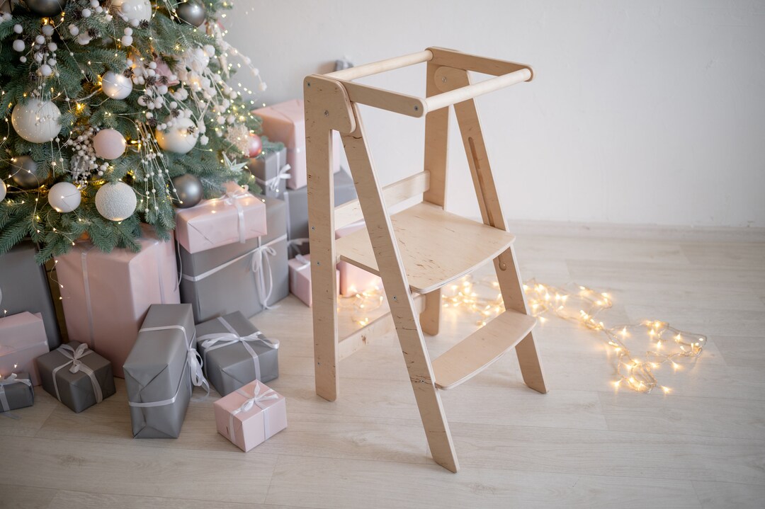 Folding Helper Tower, Toddler Helper Tower, Adjustable Learning Stool ...